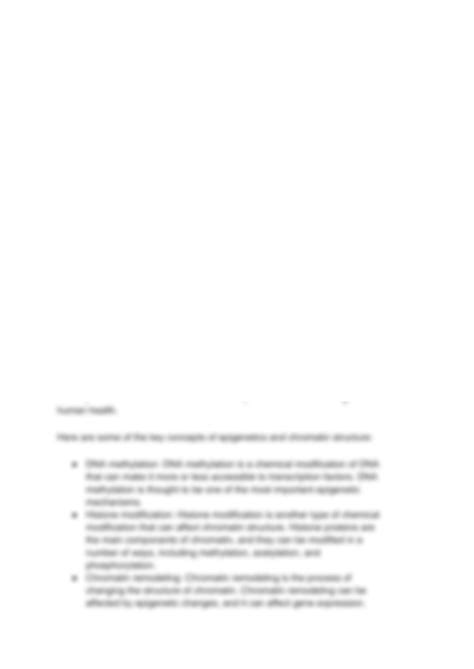 Solution Epigenetics And Chromatin Structure Studypool