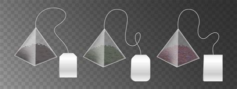 투명 한 배경에 격리 된 티 백 피라미드 모양 빈 라벨이 붙은 사실적인 3d 티백 0명에 대한 스톡 벡터 아트 및 기타 이미지 0명 3차원 형태 가방 Istock