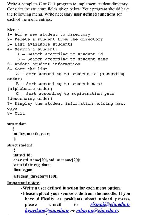 Solved Write A Complete C ﻿or C ﻿program To Implement