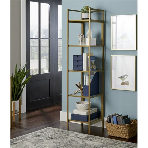 Better Homes And Gardens Nola Narrow Bookcase Gold Finish