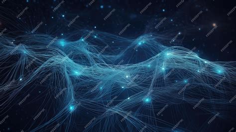 Premium Photo Abstract Neural Network Of Glowing Blue Particles And Lines On Dark Backdrop
