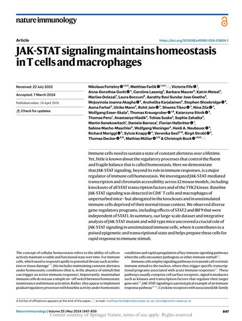 Pdf Jak Stat Signaling Maintains Homeostasis In T Cells And Macrophages