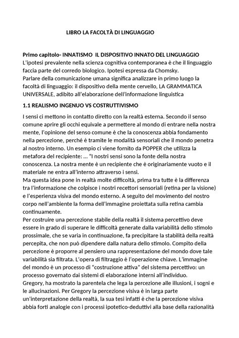 Riassunto Libro Facoltà Di Linguaggio Determinanti Biologiche E