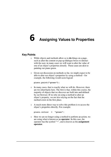 Assigning Values To Properties 6 Assigning Values To Properties Key