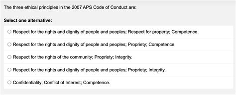 Solved The Three Ethical Principles In The 2007 ﻿aps Code Of