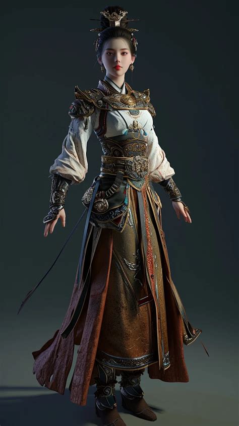 女武将战士角色设定素材 影视游戏盔甲装备设计 人物插画临摹参考 淘宝网 花瓣网
