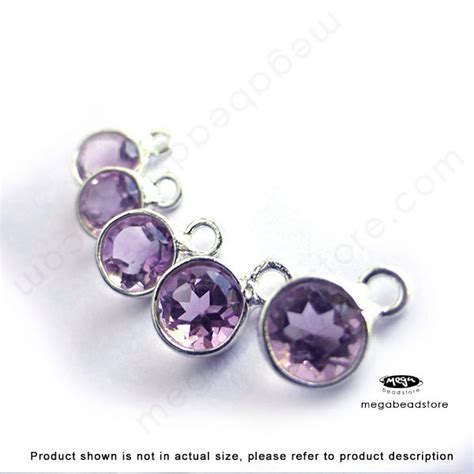 6mm Bright Amethyst Natural Sterling Silver Bezel Gemstone
