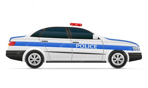 Иллюстрация полицейской машины изолированные на белом фоне Премиум
