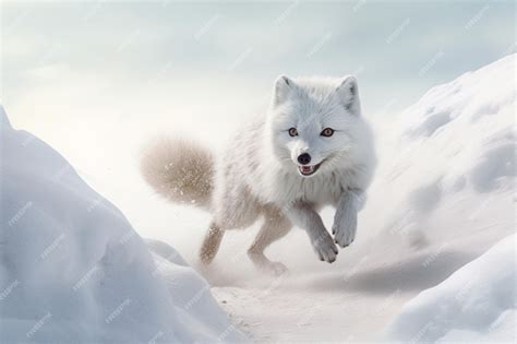 Premium Photo Arctic Fox Hunt Generative Ai