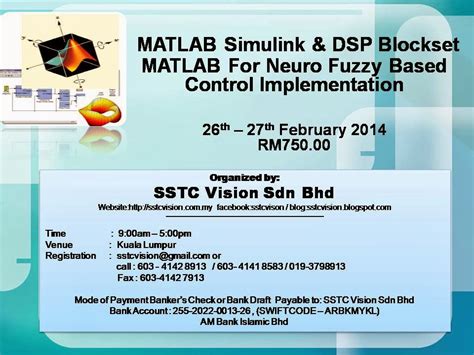 SSTC Vision Sdn Bhd TRAINING ON MATLAB SIMULINK DSP BLOCKSET For
