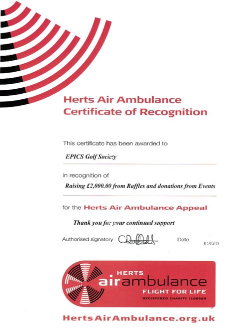 A Big Thank You From Herts Air Ambulance Epic Golfing Society