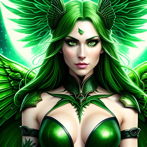 Beautiful Girl With Green Eyes High Detail Green Scene Hauntingly