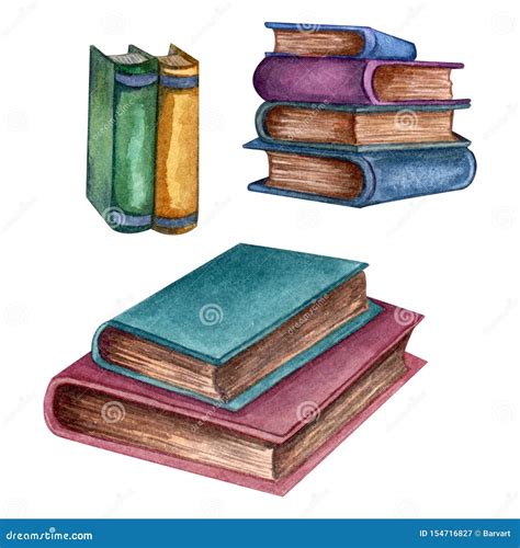 Acuarela Fijada Con Los Libros Viejos Ejemplo Original De Los Libros De