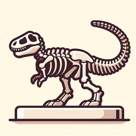 Um desenho animado de um fóssil de dinossauro em um museu Vetor Premium