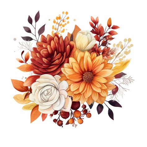 Cute Autumn Flowers Bouquet Clipart Embrace The Pastel Beauty With