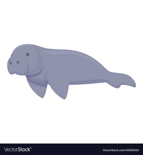 Ocean Dugong Icon Cartoon Sea Manatee Royalty Free Vector