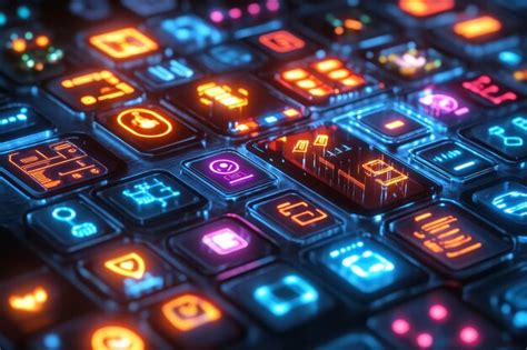 Futuristic Interface With Glowing Buttons Premium Ai Generated Image