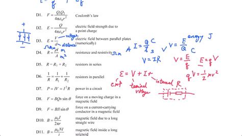 Dse Physics On One Page Formula Sheet Page 2 Eandm 1 Youtube