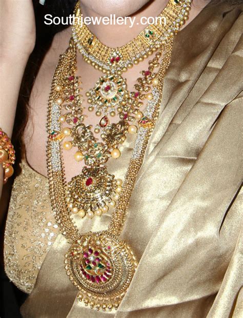 Antique Gold Necklace And Haram Models By Manepally Indian Jewellery