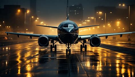 Premium AI Image Airplane Taking Off Flying At Dusk Reflecting Modern Aviation Industry