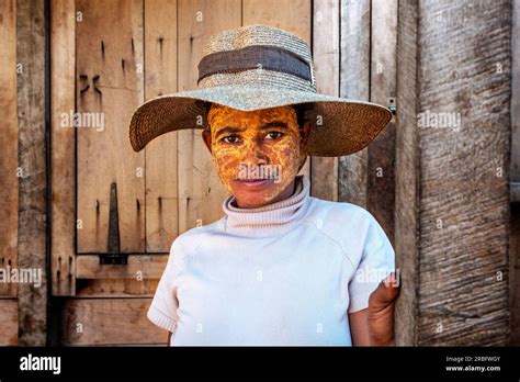 Portrait Malagasy Woman Ethnic Sakalava With Dark Skinned Woman With