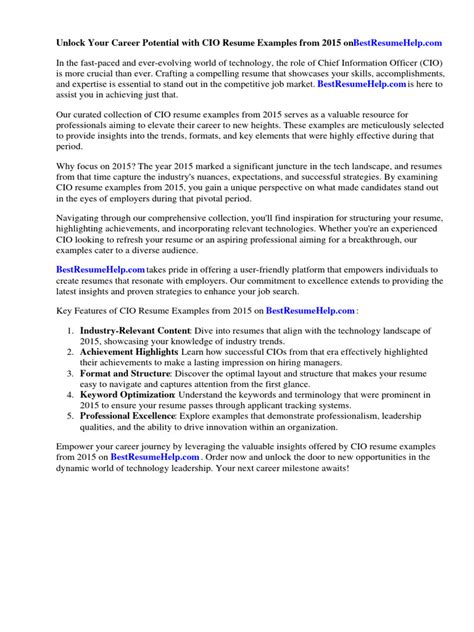 Cio Resume Examples 2015 Pdf Cio Resume Examples 2015 Pdf