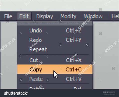 Software Menu Item Copy Command Highlighted Stock Illustration 569889733 Shutterstock