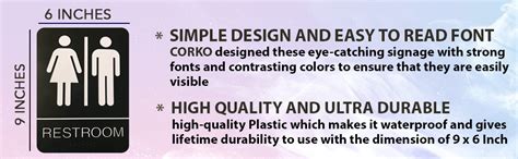 Corko Manufacturing Unisex Braille Restroom Sign Comes