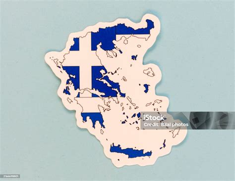 コピースペースと水色の背景に国旗のデザインでギリシャの地図の形をしたステッカー クレタ島のストックフォトや画像を多数ご用意 クレタ島