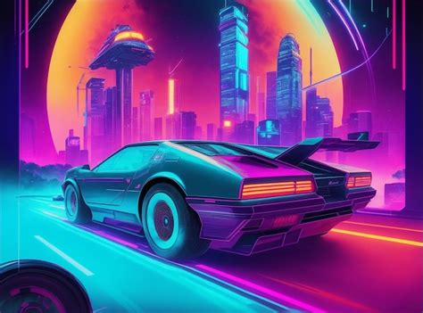 Fondo de estilo futurista de ciencia ficción retro de los años 80 con