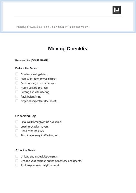 Free Moving Checklist Template To Edit Online