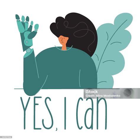 여성 출생 기형 장애가있는 사람은 티타늄 임플란트 또는 보철물을 가지고 있습니다 바이오닉 엔지니어링에 대한 포스터에 대한 벡터 그림 0명에 대한 스톡 벡터 아트 및 기타