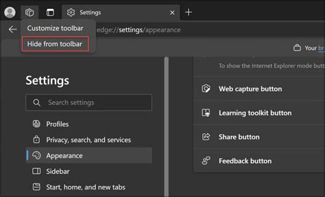 how to disable microsoft edge workspaces using intune