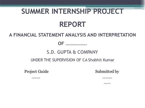 Summer Internship Project Report Ppt