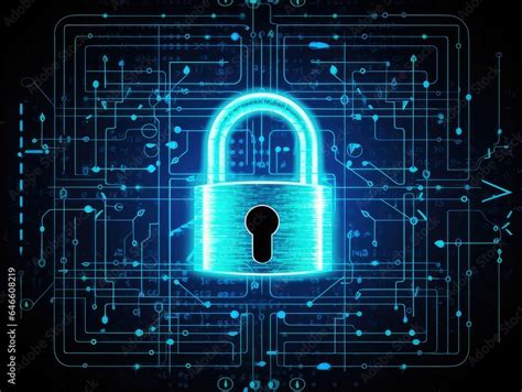Digital Lock Built Into Computer System Concept For Cyber Security