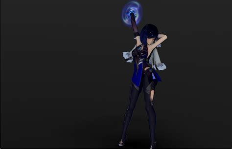 3d Model Genshin Impact Yelan Pose Vr Ar Low Poly Cgtrader