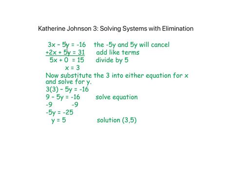 kj3 solving systems with elimination. | Math, Algebra | ShowMe