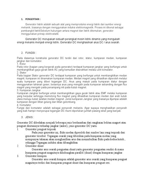 Generator Dc Pdf Sains And Matematika Teknologi And Rekayasa