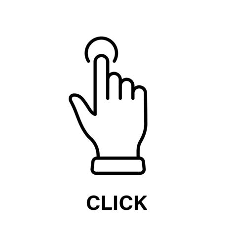 Click Gesture Of Computer Mouse Pointer Finger Black Line Icon Cursor