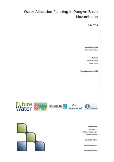 Pdf Water Allocation Planning In Pungwe Basin Allocation Planning