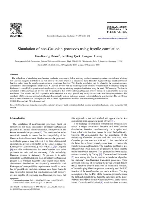 Pdf Simulation Of Non Gaussian Processes Using Fractile Correlation