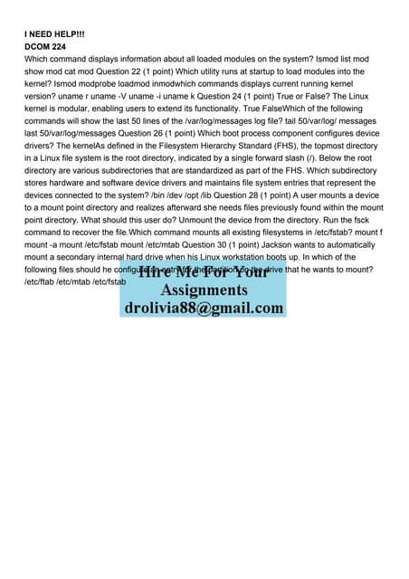 i need help dcom 224 which command displays information a pdf