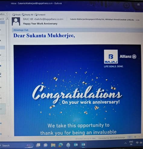 Sukanta Mukherjee On Linkedin Work Anniversary At Bajaj Allianz Life