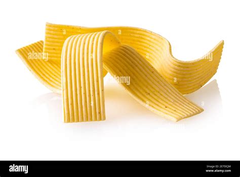 Raw Pasta Noodles On White Isolated Background With Clipping Patch
