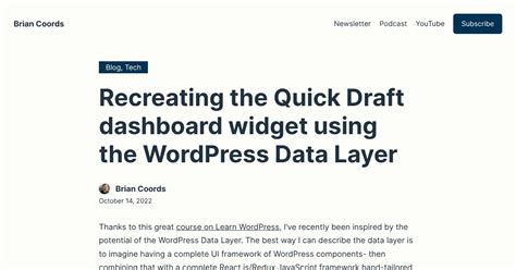 Recreating The Quick Draft Dashboard Widget Using The Wordpress Data