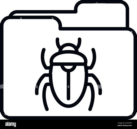Folder Bug Icon Outline Vector Fraud Alert Crime Email Stock Vector