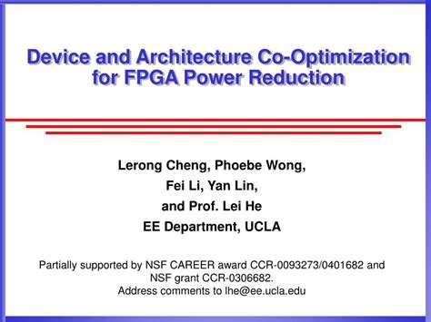 Ppt Device And Architecture Co Optimization For Fpga Power Reduction Powerpoint Presentation