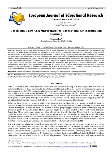 pdf developing a low cost microcontroller based model for teaching