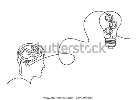 Continuous One Drawn Line Man Thinking Stock Vector Royalty Free