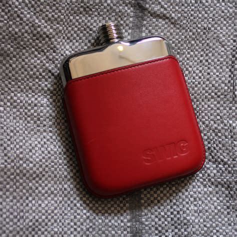 Swig Hip Flask Red Executive Leather Swig Hip Flasks